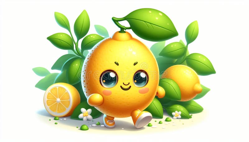 Lemon Cartoon Character with Funny Face - Vector Illustration Stock ...