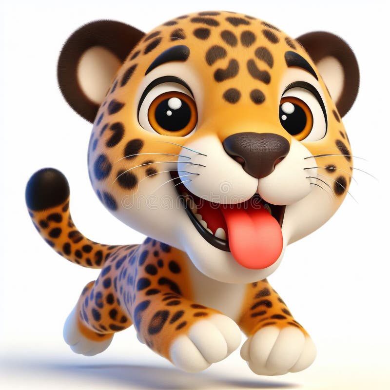 Funny Red Leopard Hand Drawn Vector Illustration. Isolated Cat in Flat ...