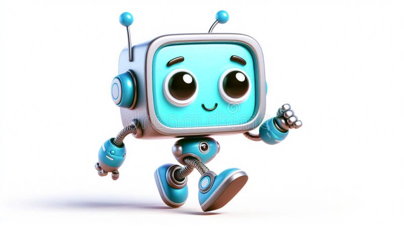 3D Funny Little Robot Cartoon Illustration Stock Illustration ...
