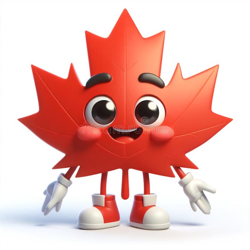 Funny Maple Leaf Sticker with Candy Stock Illustration - Illustration ...