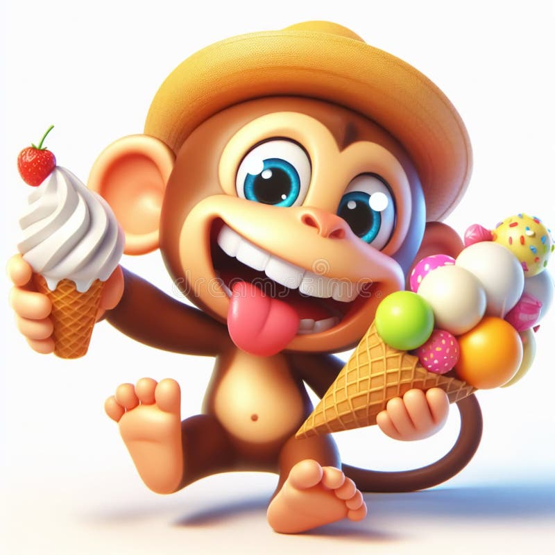 3D Funny Monkey Cartoon. Wild Animals for Children S Illustrations ...