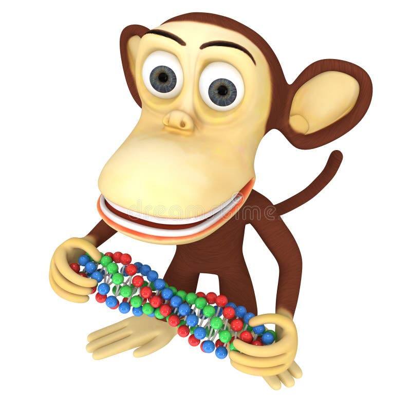 3d Funny Monkey with Dna Chain Stock Illustration - Illustration of ...