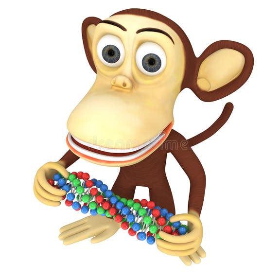 3d Funny Monkey with Dna Chain Stock Illustration - Illustration of ...