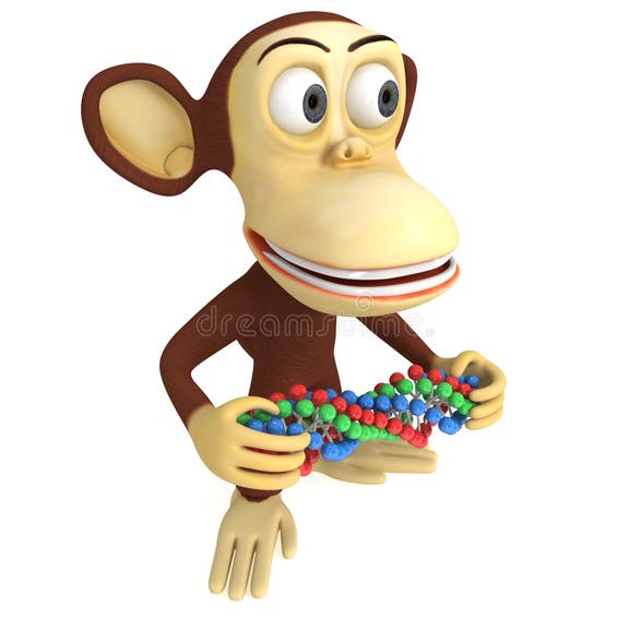 3d Funny Monkey with Dna Chain Stock Illustration - Illustration of ...