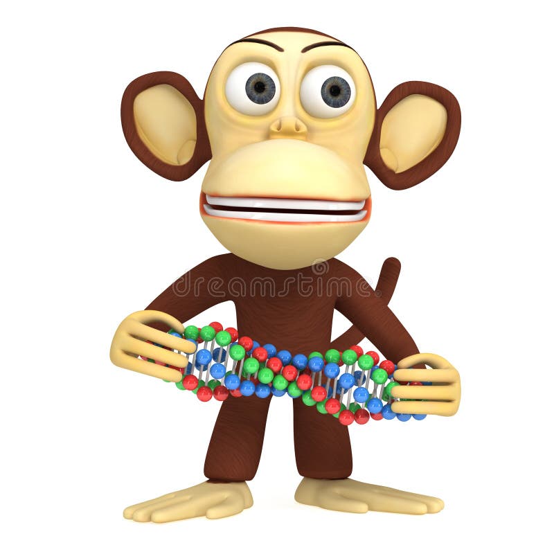 3d Funny Monkey with Dna Chain Stock Illustration - Illustration of ...