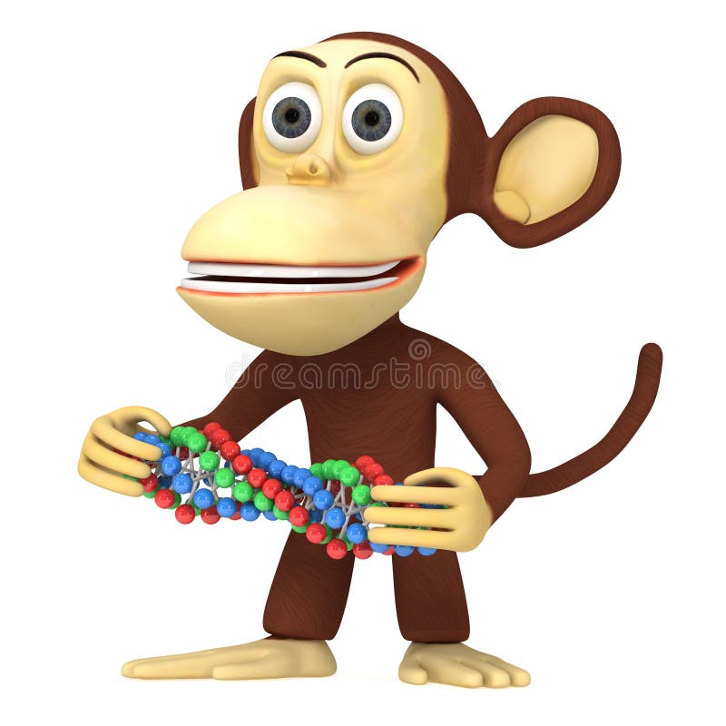 3d Funny Monkey with Dna Chain Stock Illustration - Illustration of ...