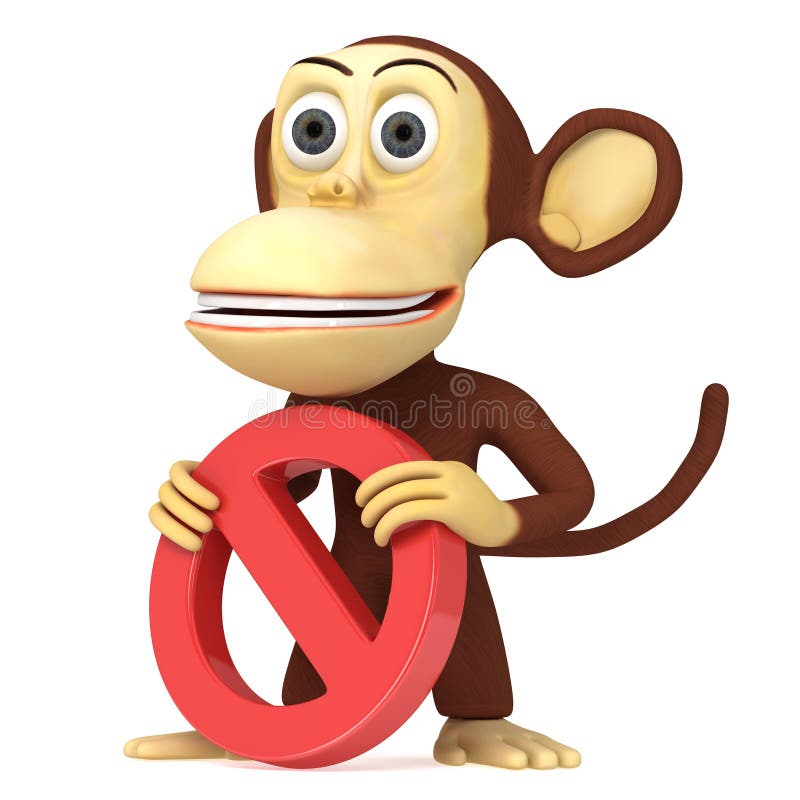 3d Funny Monkey with No Sign Stock Illustration - Illustration of ...