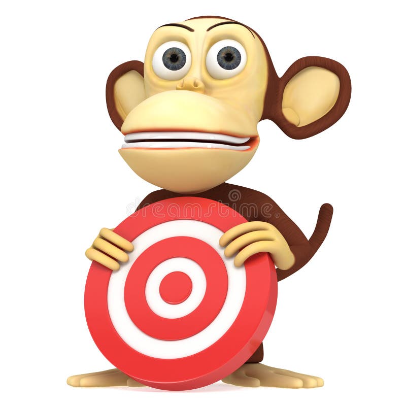 3d Funny Monkey with Red Aim Target Stock Illustration - Illustration ...