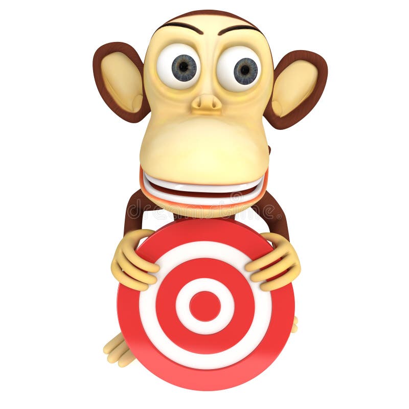 3d Funny Monkey with Red Aim Target Stock Illustration - Illustration ...
