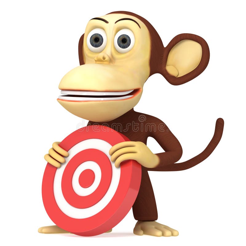 3d Funny Monkey with Red Aim Target Stock Illustration - Illustration ...