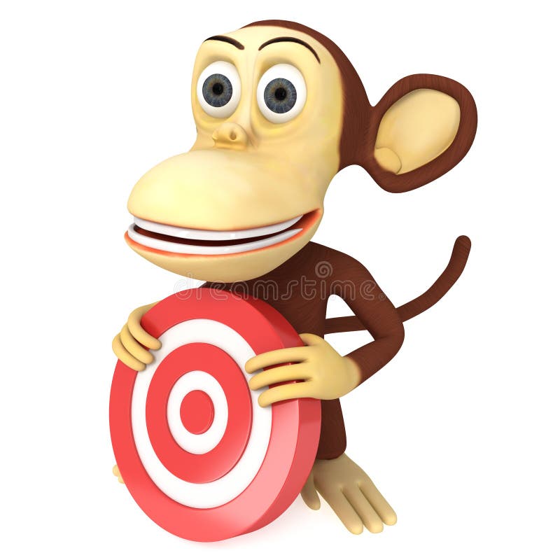 3d Funny Monkey with Red Aim Target Stock Illustration - Illustration ...