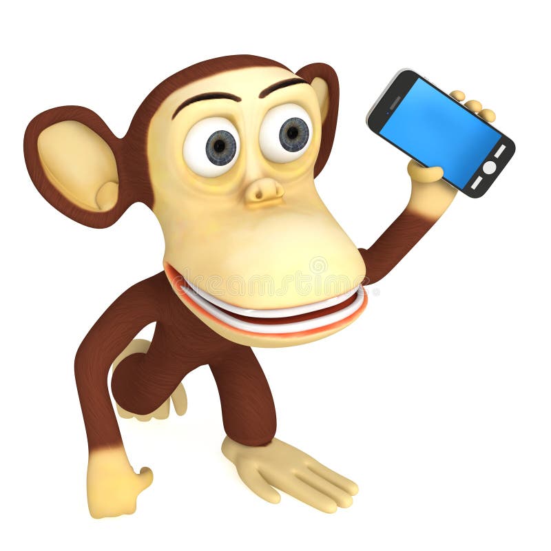 Monkey and smartphone stock vector. Illustration of education - 56307743
