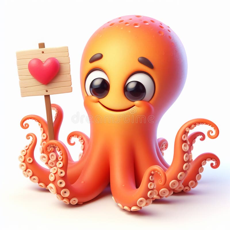 3D Funny Octopus Cartoon for Children Illustrations. AI Generated Stock ...