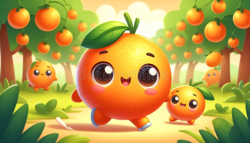 3D Funny Orange Cartoon Illustration Stock Illustration - Illustration ...
