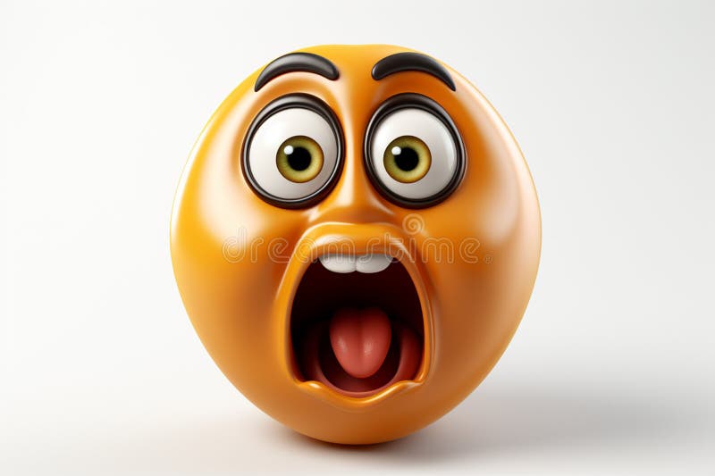 3D Funny Scared Emoji on White Backdrop Stock Illustration ...
