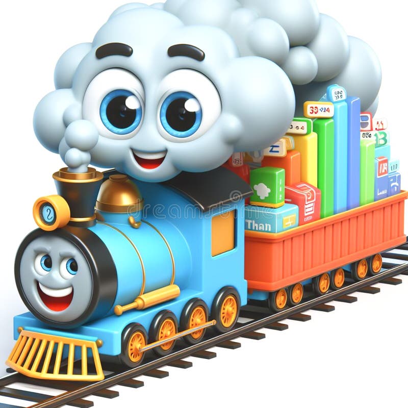 3D Funny Train Locomotive Cartoon for Illustrations for Children. AI ...
