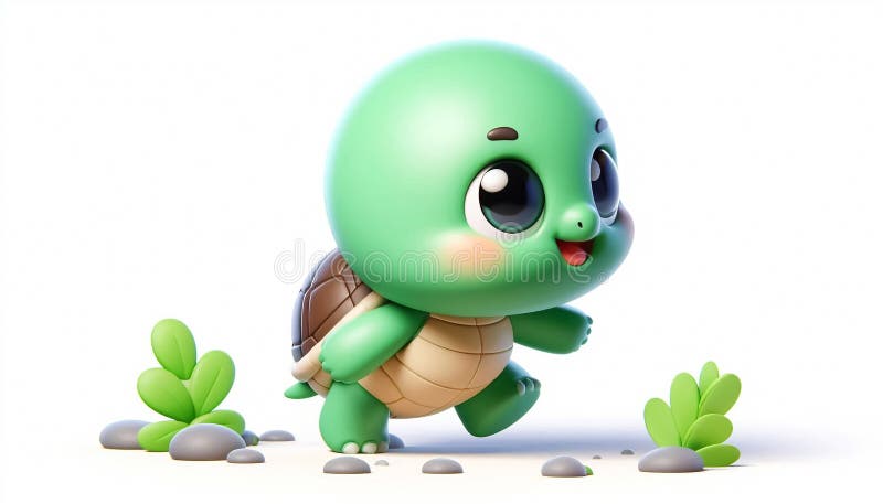 3D Funny Turtle Cartoon Illustration Stock Illustration - Illustration ...