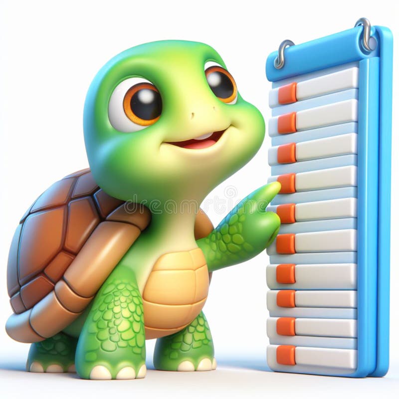 3D Funny Turtle Cartoon. Wildlife for Children Illustrations Stock ...
