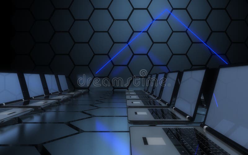 3d Future Computer Network Datacenter Concept. 3d Illustration Stock ...