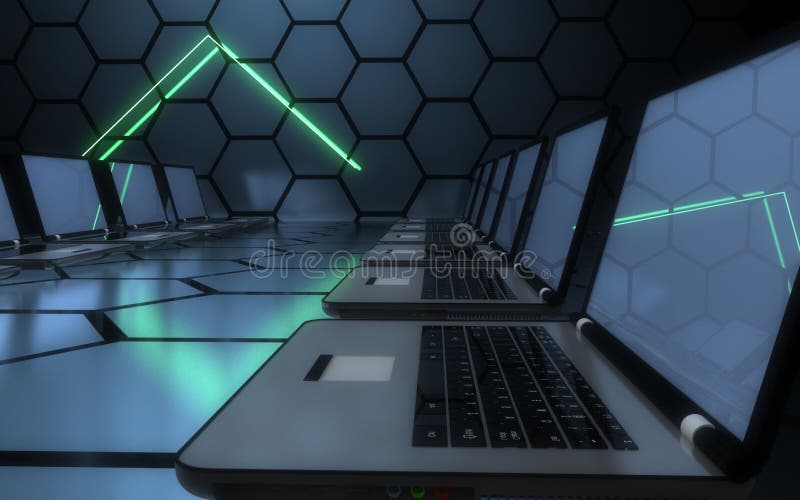 3d Future Computer Network Datacenter Concept. 3d Illustration Stock ...