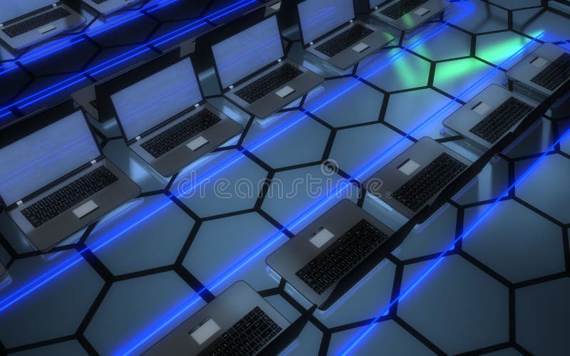 3d Future Computer Network Datacenter Concept. 3d Illustration Stock ...