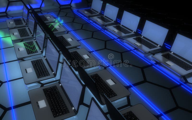 3d Future Computer Network Datacenter Concept. 3d Illustration Stock ...