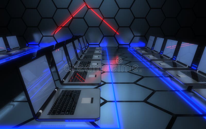 3d Future Computer Network Datacenter Concept. 3d Illustration Stock ...