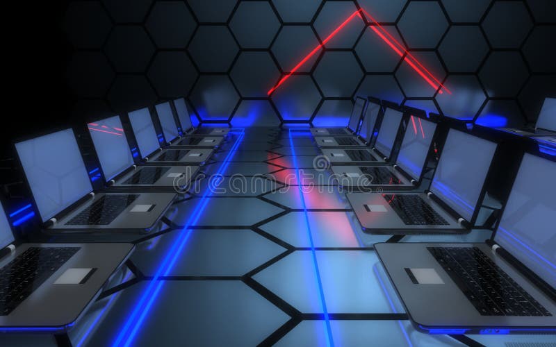 3d Future Computer Network Datacenter Concept. 3d Illustration Stock ...