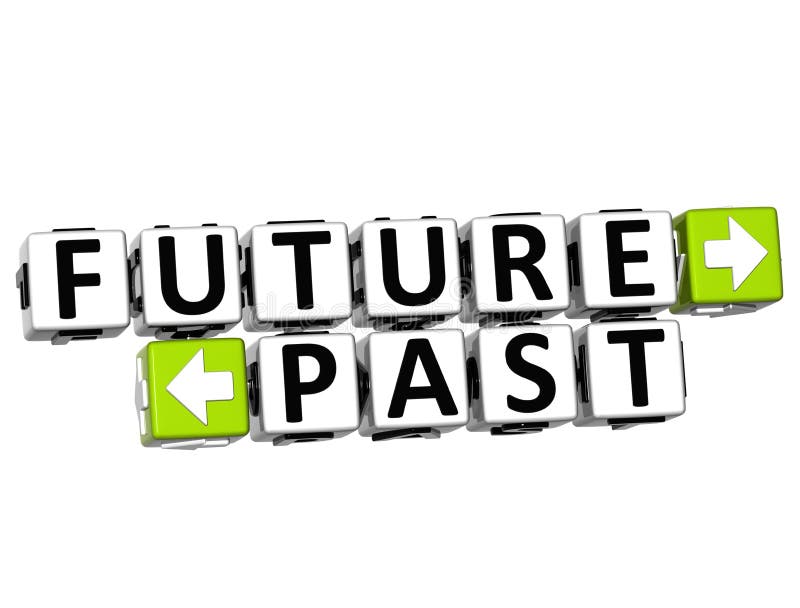 3D Future Past Button Click Here Block Text Stock Illustration ...