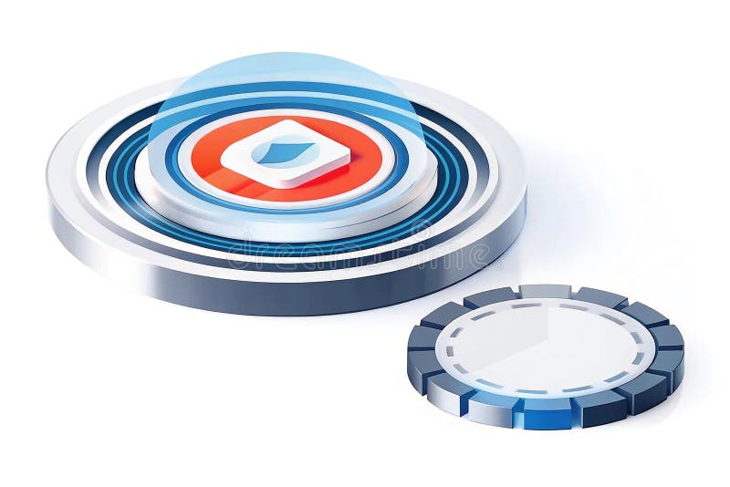 3D Futuristic Button Interface with Data Overlay Stock Illustration ...