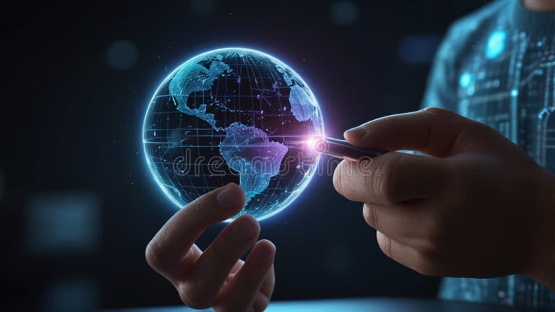 Connected Digital World with Smart Technology Stock Illustration ...