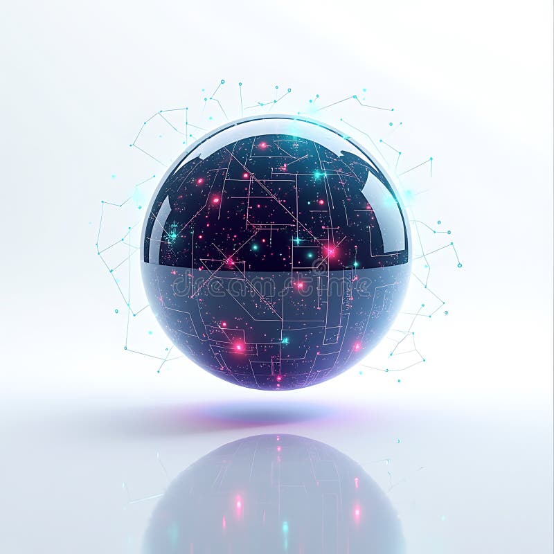 3D Futuristic Holographic Sphere with Digital Effects Stock ...
