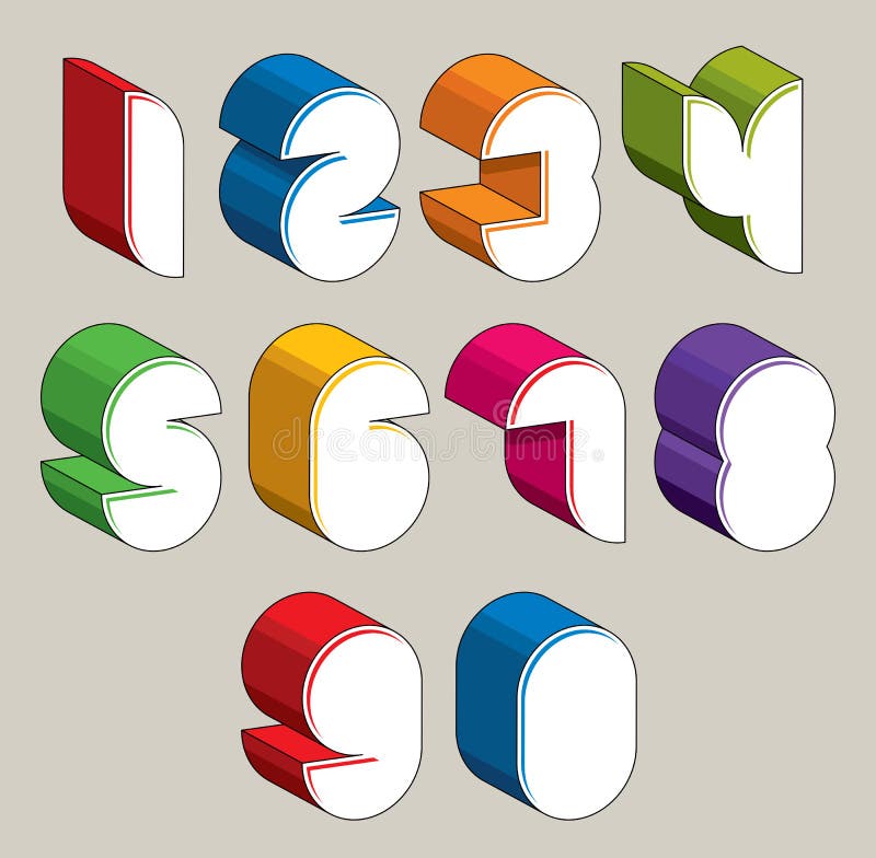 3d futuristic numbers set. stock vector. Illustration of type - 42987233