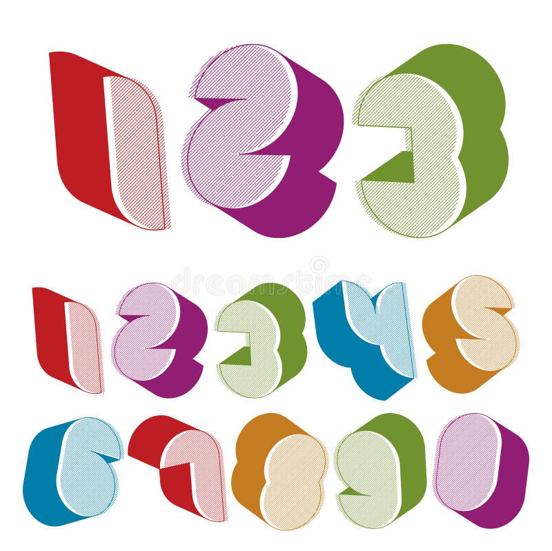 3d futuristic numbers set. stock vector. Illustration of contemporary ...