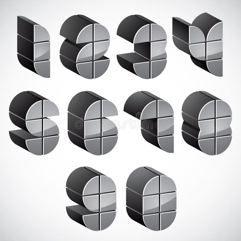 3d futuristic numbers set. stock vector. Illustration of numerals ...