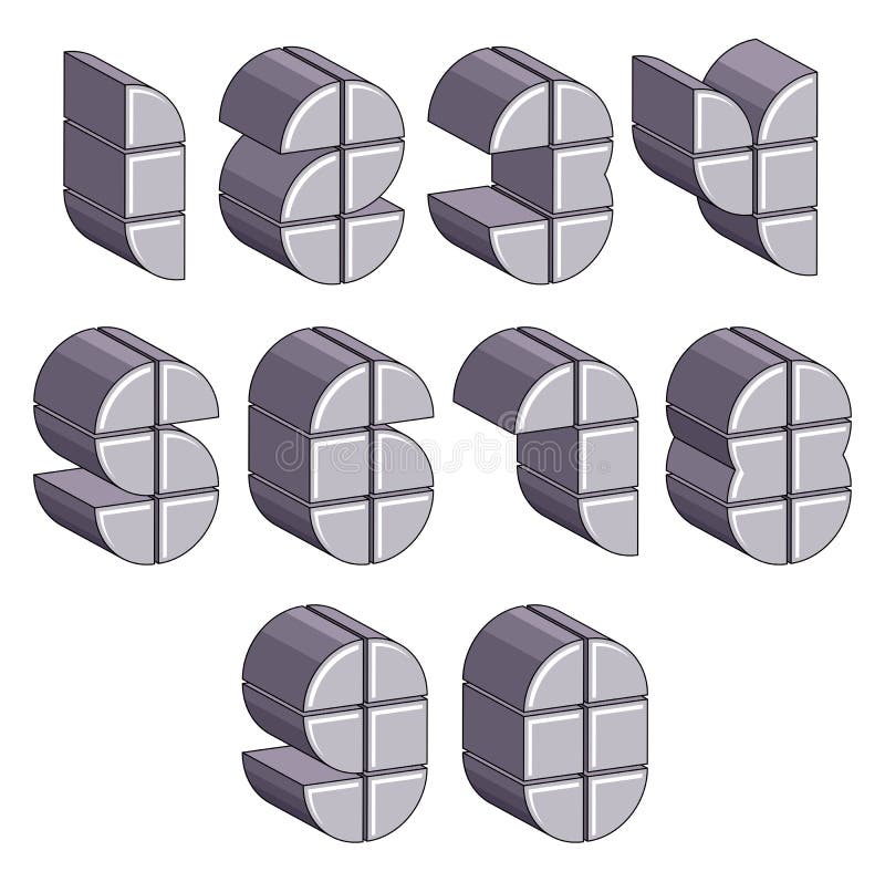 3d futuristic numbers set. stock vector. Illustration of mathematics ...