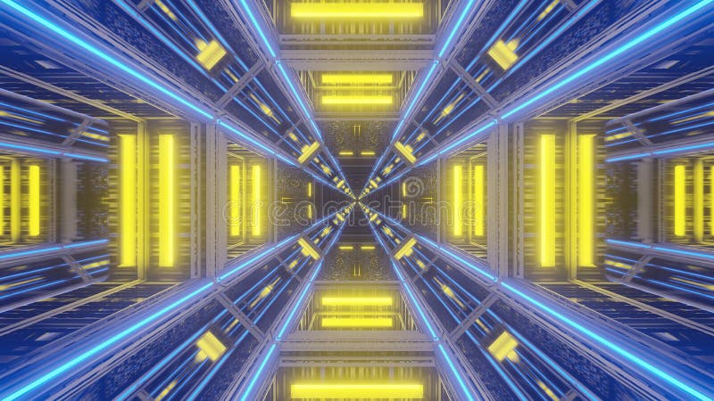 3D Futuristic Sci-fi Background with Abstract Colorful Neon Lights and ...