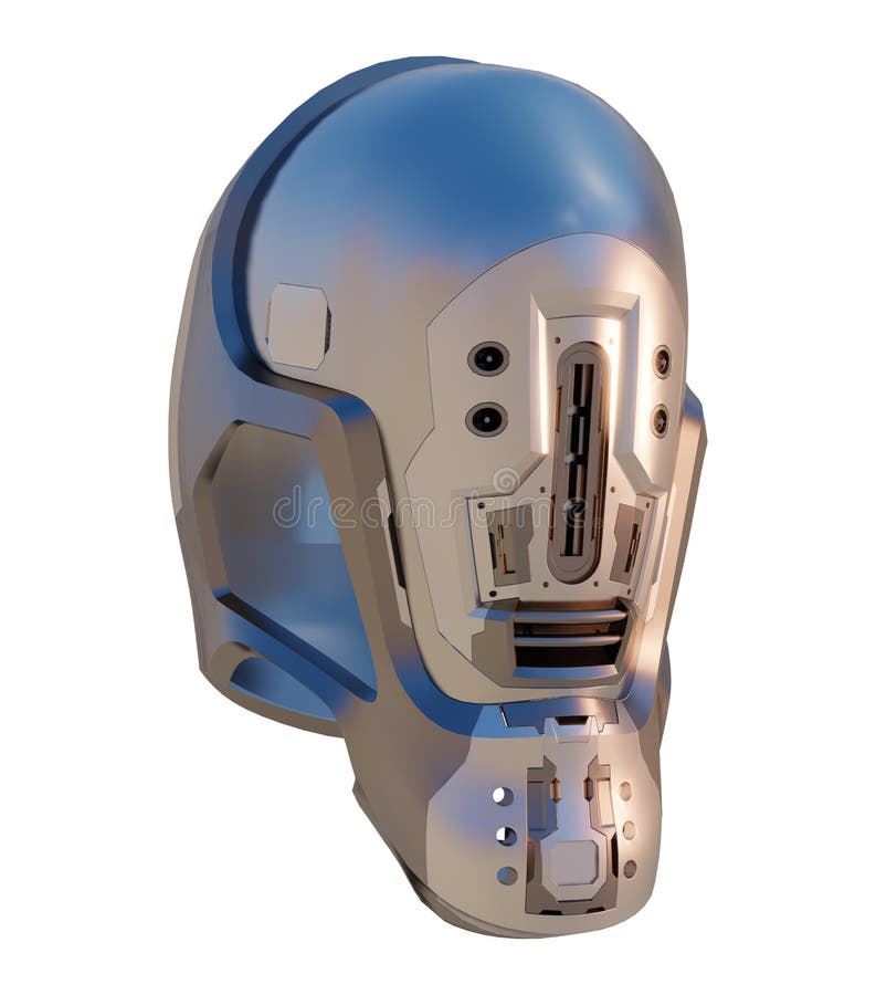 3d Futuristic Sci Fi Robot Android Space Helmet in Chrome and Aluminium ...