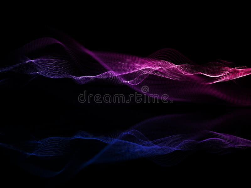 3D Futuristic Science Background with Particle Waves Stock Illustration ...