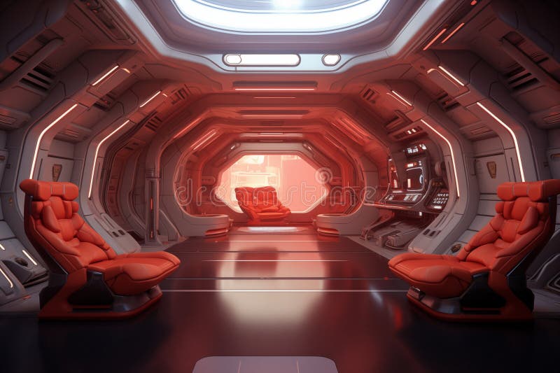 3D Futuristic Spaceship Interior by Generative AI Stock Illustration ...