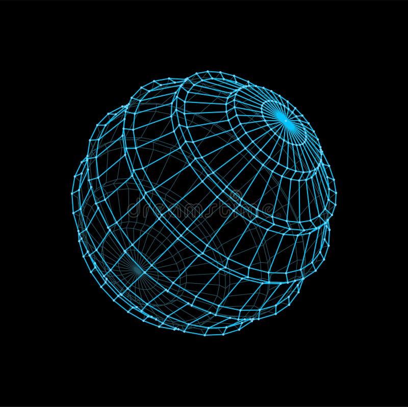 3d Futuristic Sphere and Ball Wireframe Shape Stock Vector ...