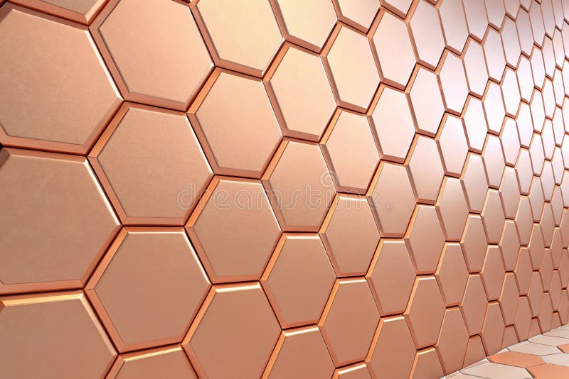 3D, Futuristic Wall Background with Tiles. Hexagonal, Tile Wallpaper ...