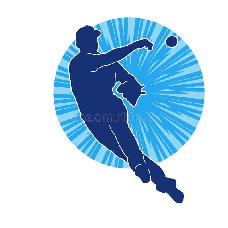 Silhouette of Male Baseball Pitcher in Action Pose. Stock Vector ...