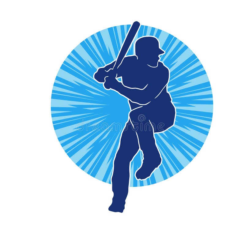 Silhouette of a Male Baseball Batter Player in Action Pose. Stock ...