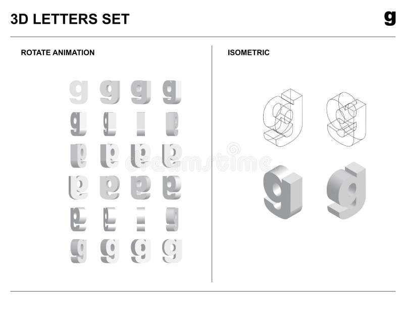 3d G Alphabet Letters Set Animate Isometric Wireframe Vector Stock ...