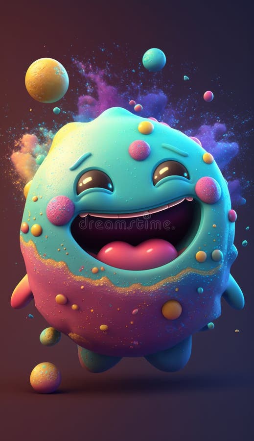 3D Galaxy Cute Cartoon Colorful Character Image Generative AI Stock ...