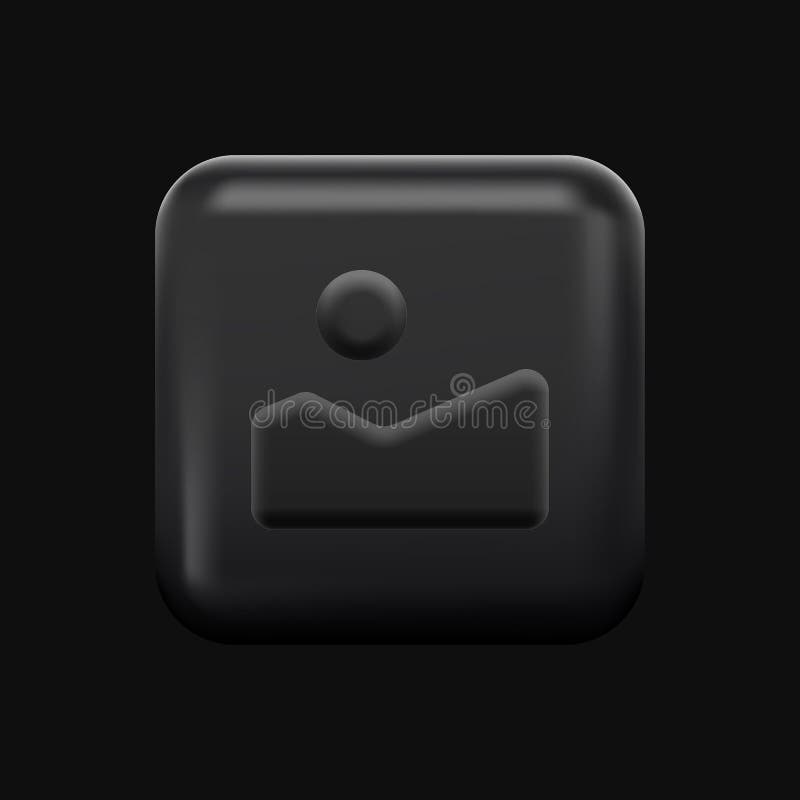 3D Gallery Icon. Black Isolated App Button Stock Vector - Illustration ...