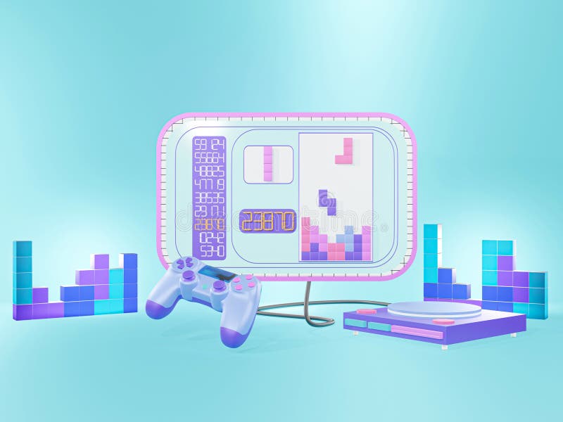 3D Game Consoles and Gamepad Controllers on Blue Background, Gaming ...