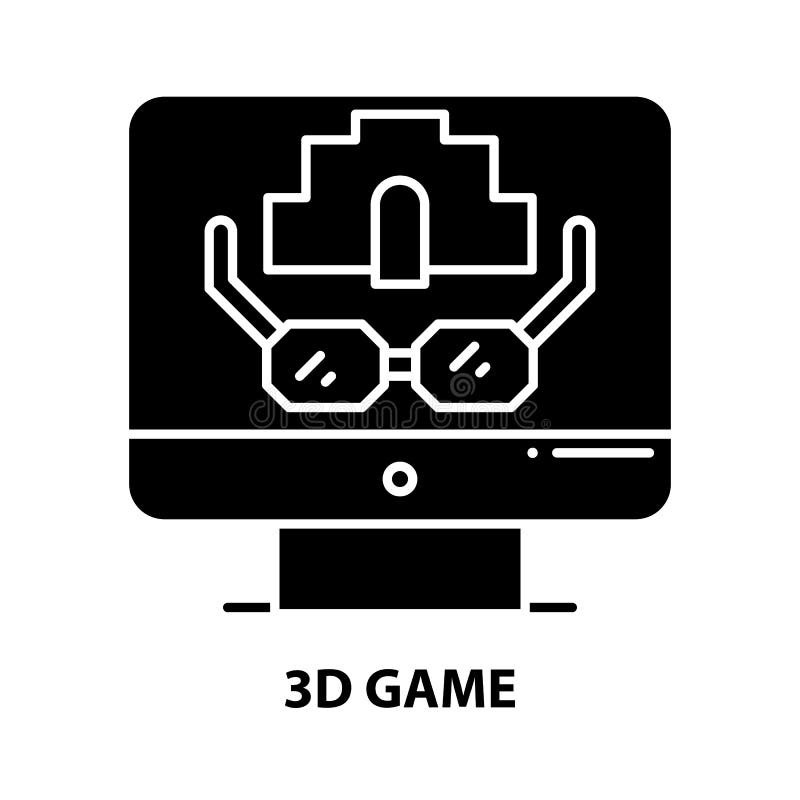 3d Game Icon, Black Vector Sign with Editable Strokes, Concept ...