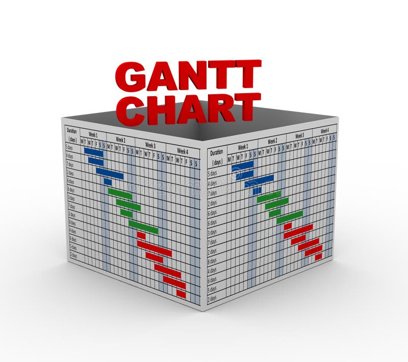 3d Man and Project Gantt Chart Stock Illustration - Illustration of ...